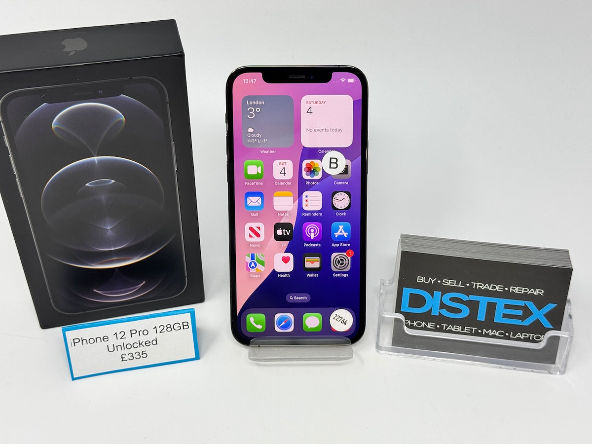 Apple iPhone 12 Pro 128GB Unlocked Graphite (B) M22764 – Distex Ltd