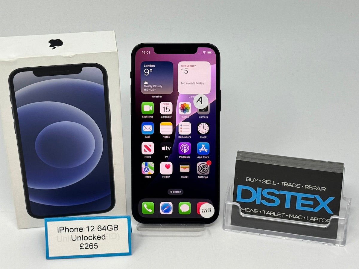 Apple iPhone 12 64GB Unlocked Black (A) M22907 – Distex Ltd