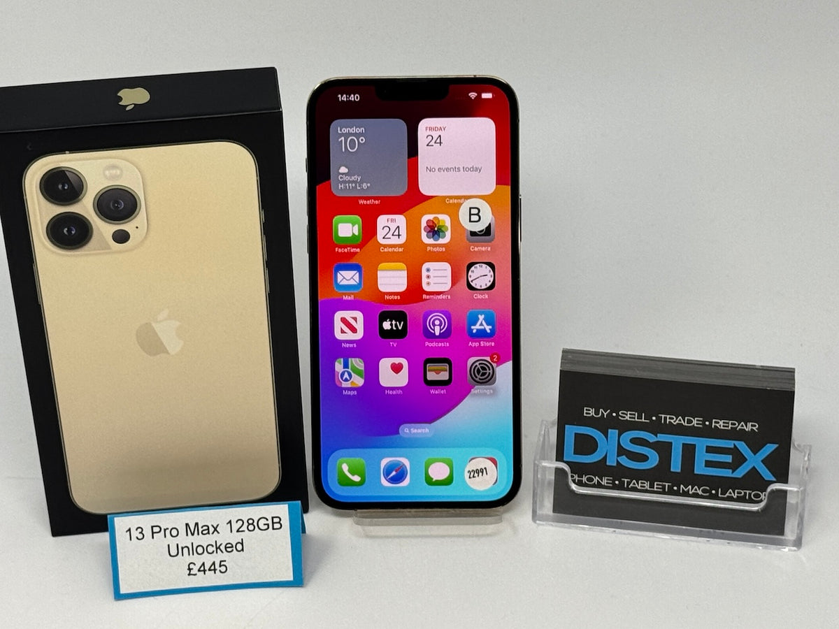 Apple iPhone 13 Pro Max 128GB Unlocked Gold (B) M22991 – Distex Ltd
