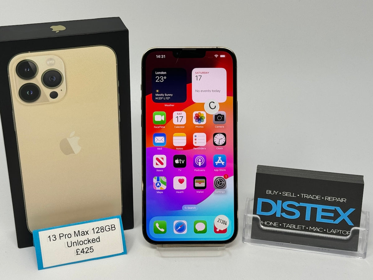 Apple iPhone 13 Pro Max 128GB Unlocked Gold (C) M21304 – Distex Ltd