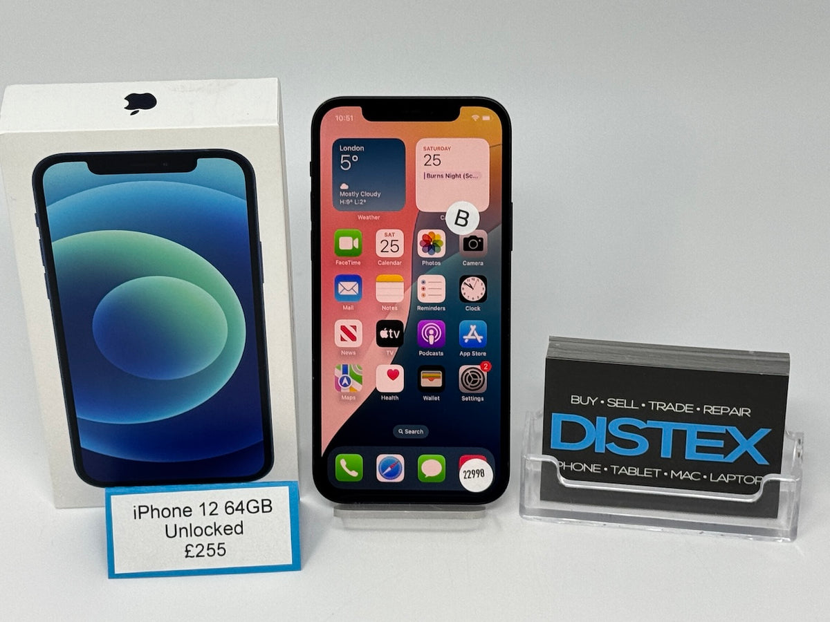 Apple iPhone 12 64GB Unlocked Blue (B) M22998 – Distex Ltd