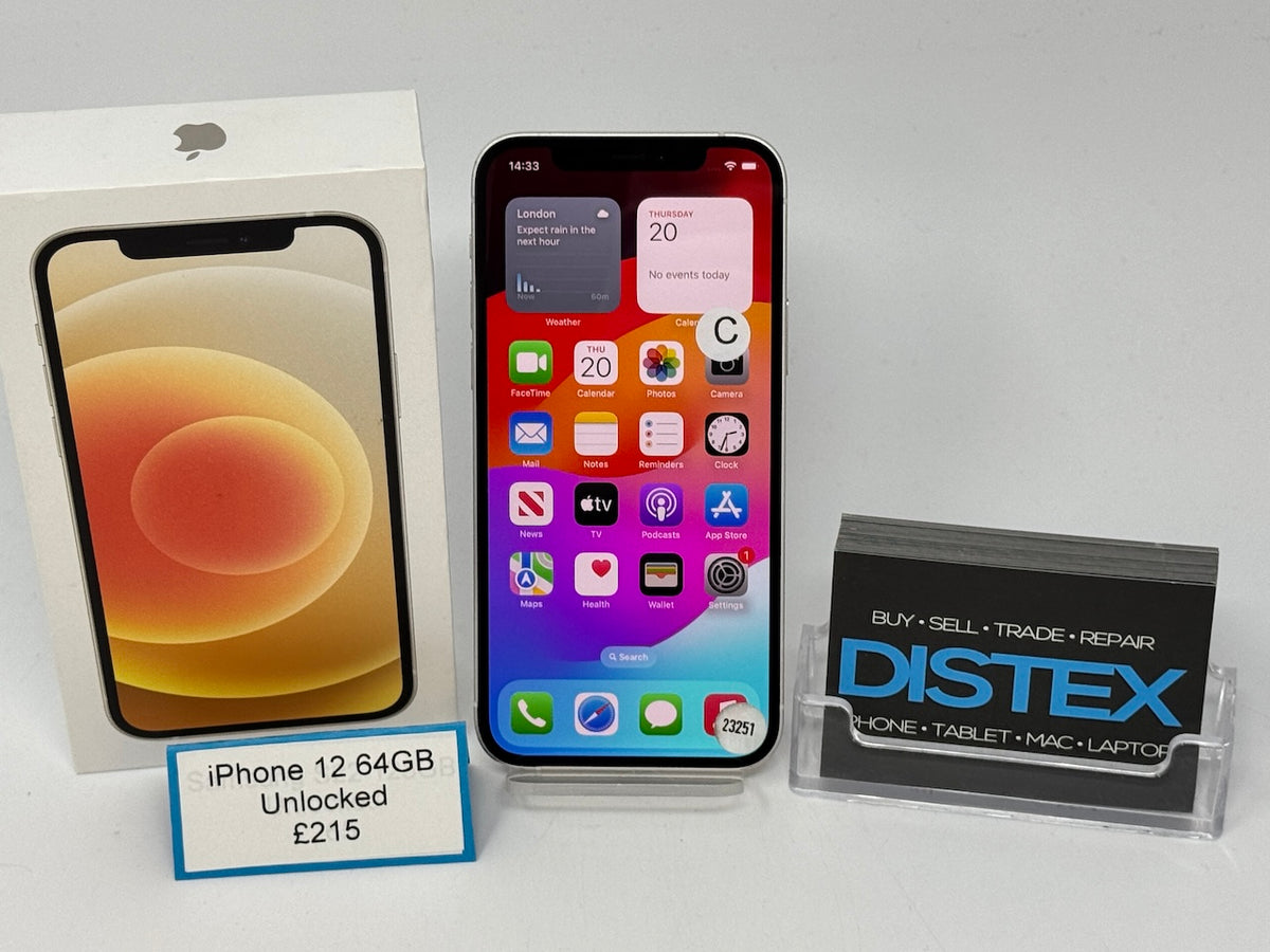 Apple iPhone 12 64GB Unlocked White (C) M23251 – Distex Ltd