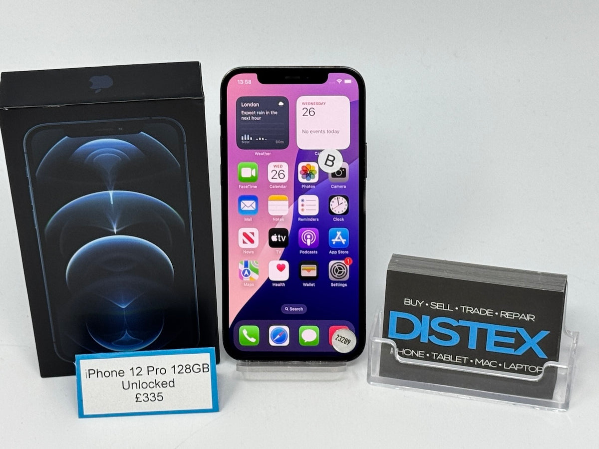 Apple iPhone 12 Pro 128GB Unlocked Pacific Blue (B) M23289 – Distex Ltd