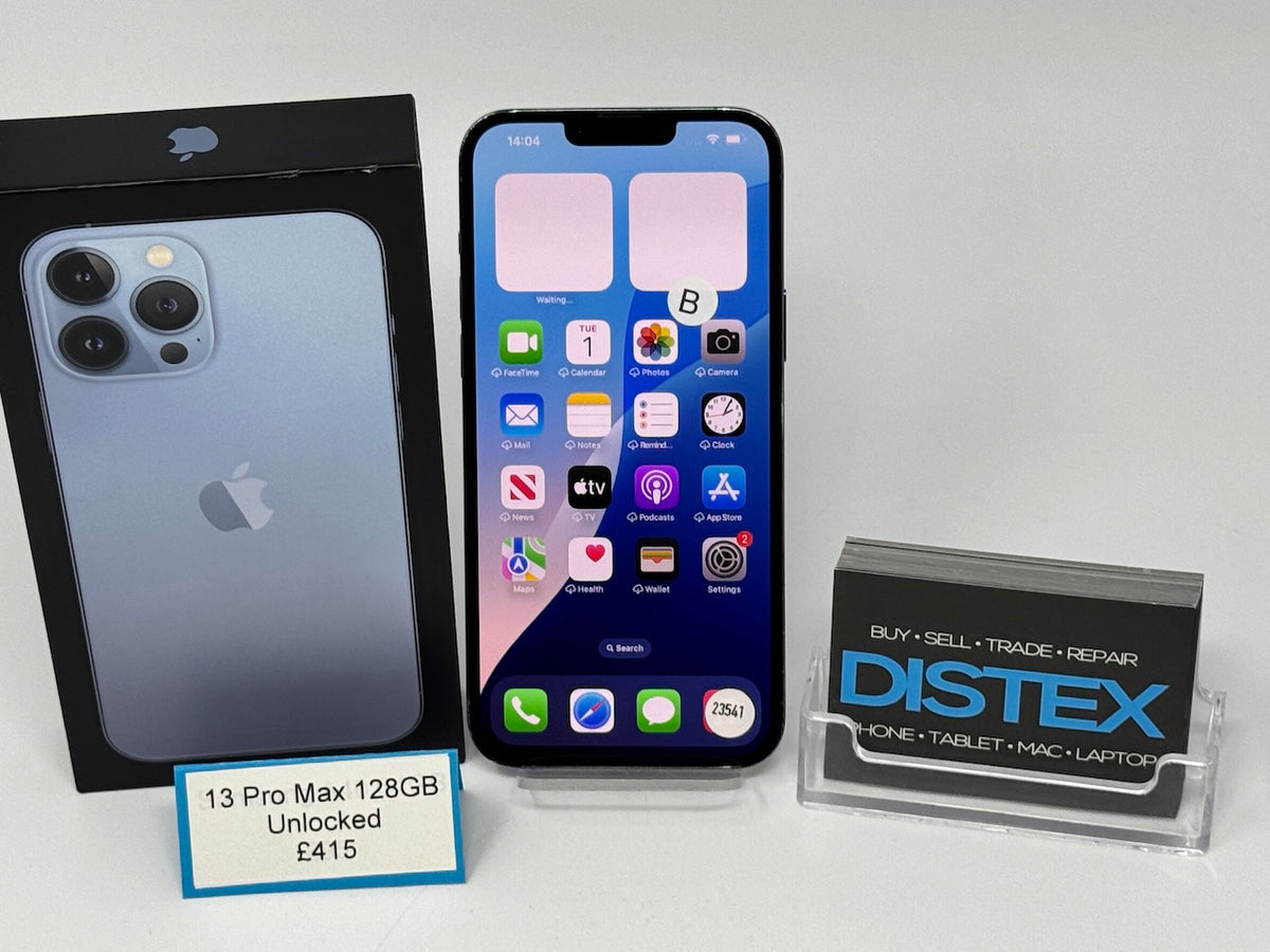 Apple iPhone 13 Pro Max 128GB Unlocked Sierra Blue (B) M23541 – Distex Ltd