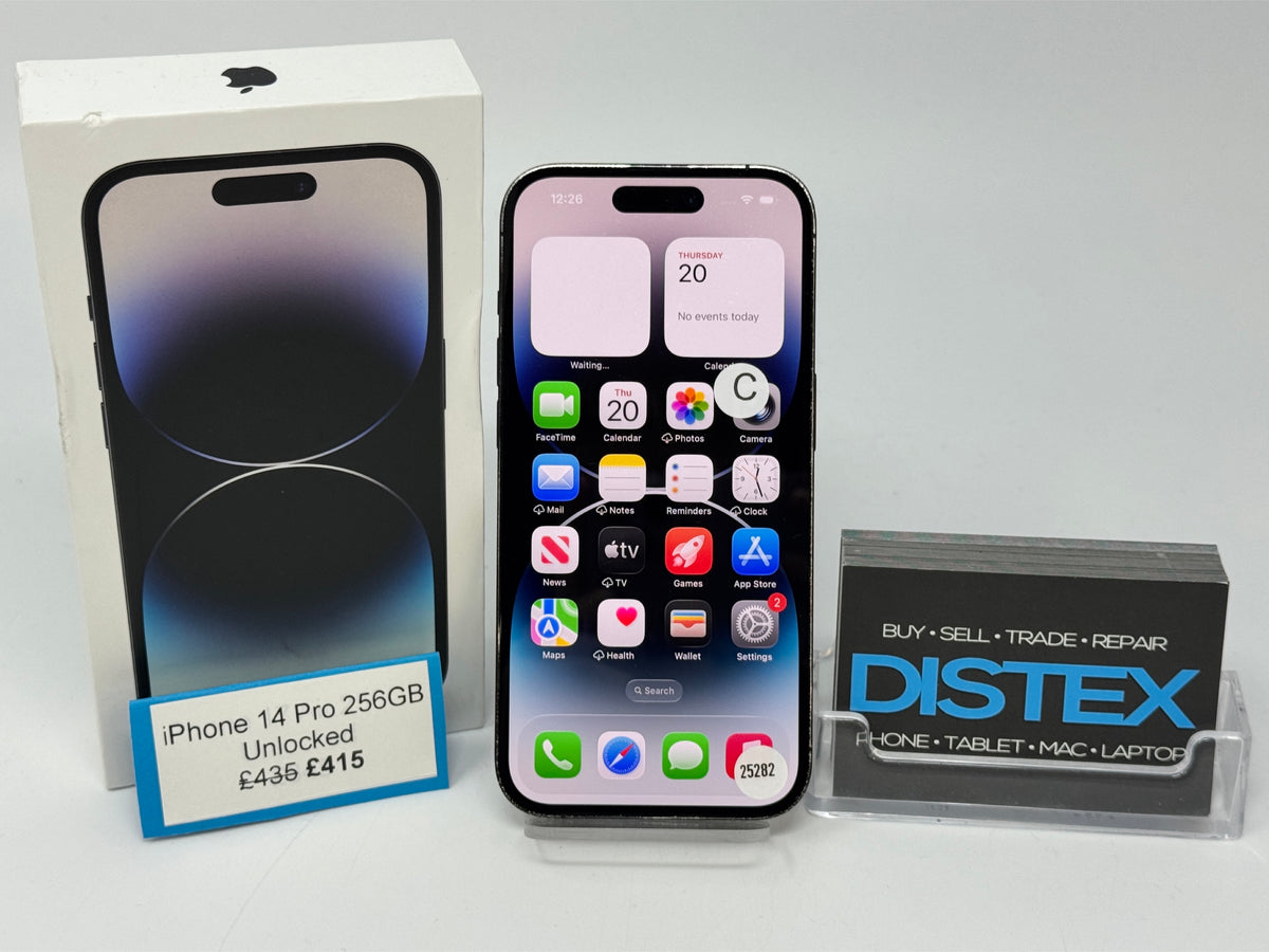 Apple iPhone 14 Pro 256GB Unlocked Space Black (C) M25282 – Distex Ltd