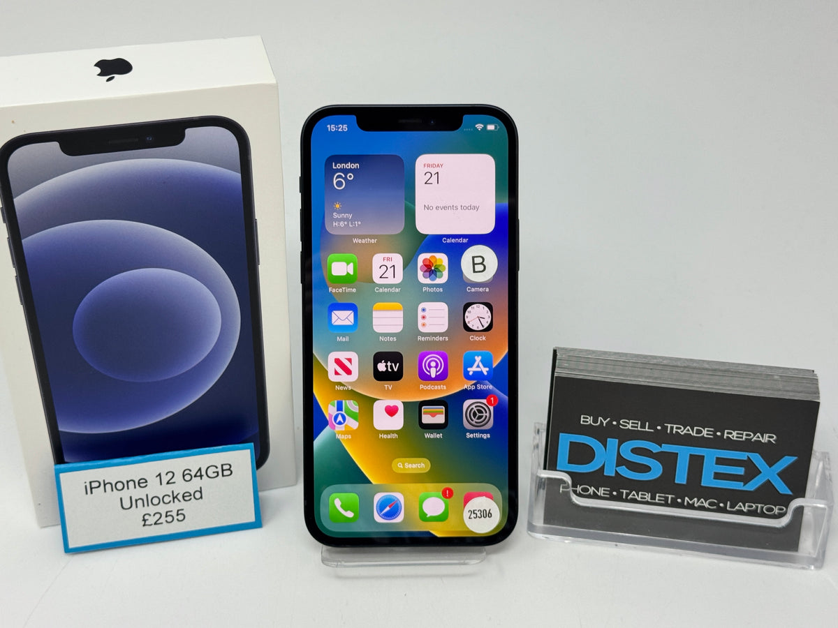 Apple iPhone 12 64GB Unlocked Black (B) M25306 – Distex Ltd