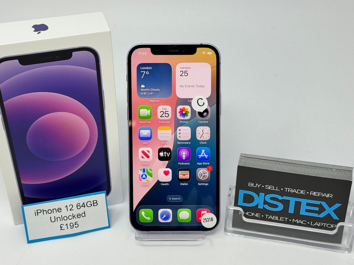 Apple iPhone 12 64GB Unlocked Purple (C) M25318 – Distex Ltd