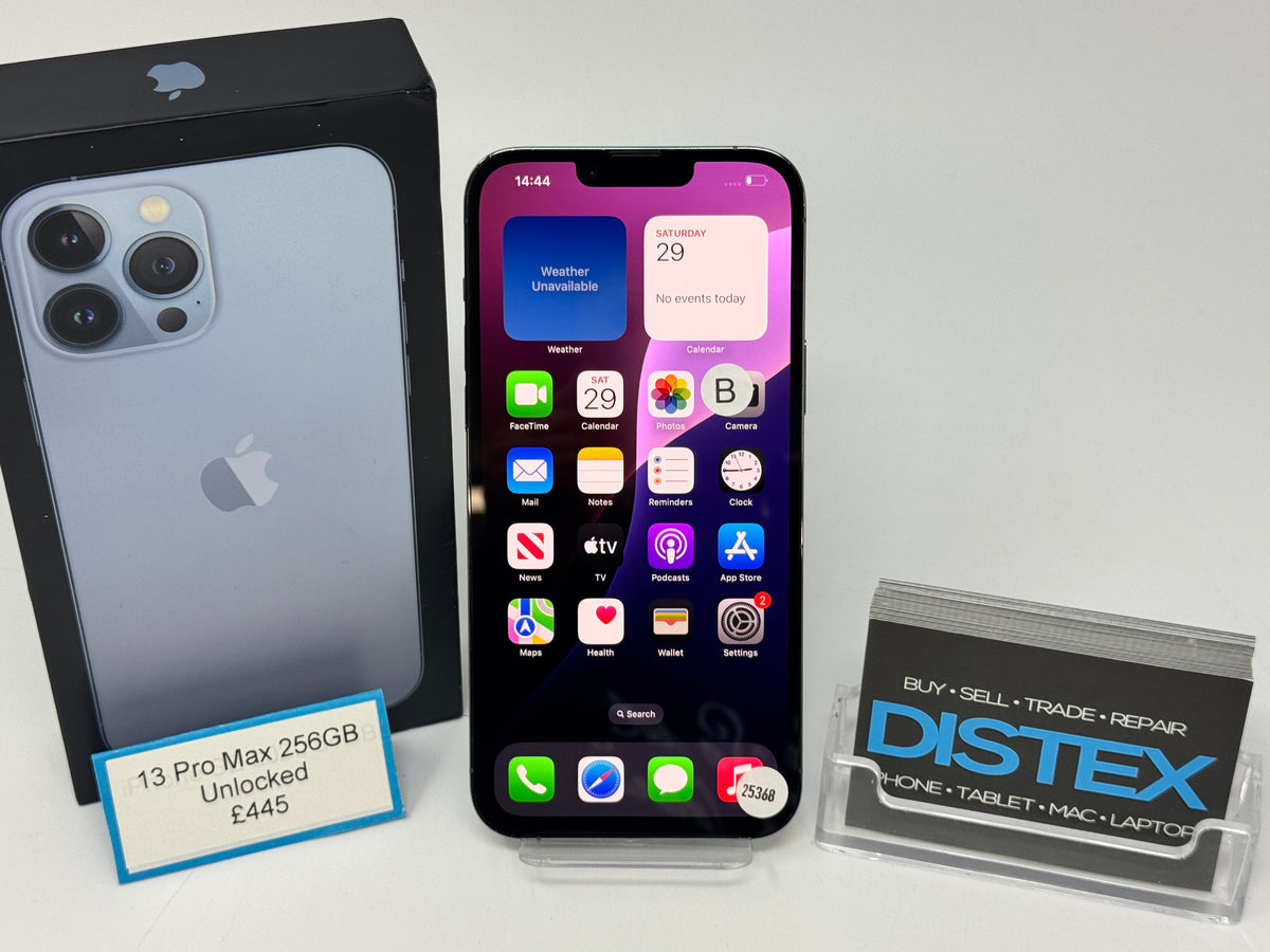 Apple iPhone 13 Pro Max 256GB Unlocked Sierra Blue (B) M25368 – Distex Ltd